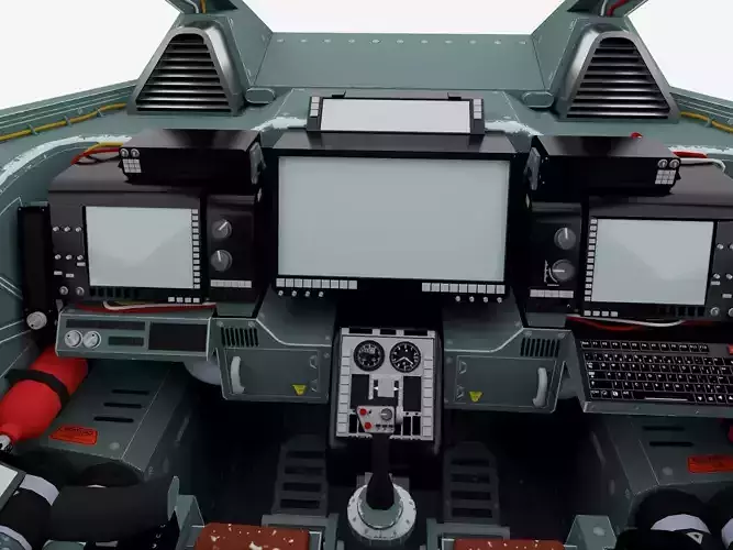 3D model Sci-Fi Spaceship Cockpit Control Panel Interior VR / AR / low ...