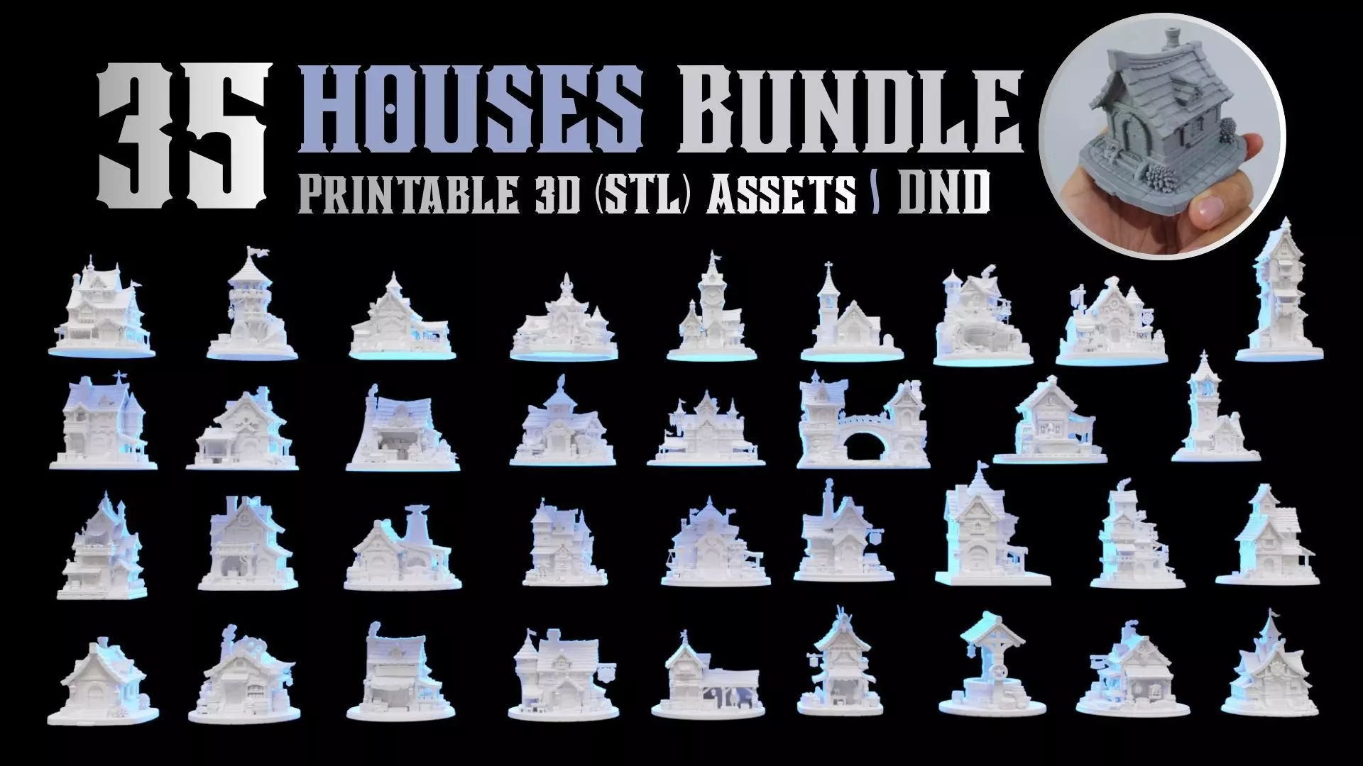 35 DnD STL Miniatures Houses Bundle 3D print model 3D model 3D ...