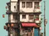 Stylized Japanese Corner Shop Apartment 3D Building 3D model | CGTrader