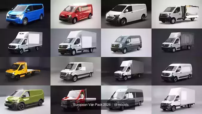 European Van Pack 2026 VR / AR / low-poly | CGTrader