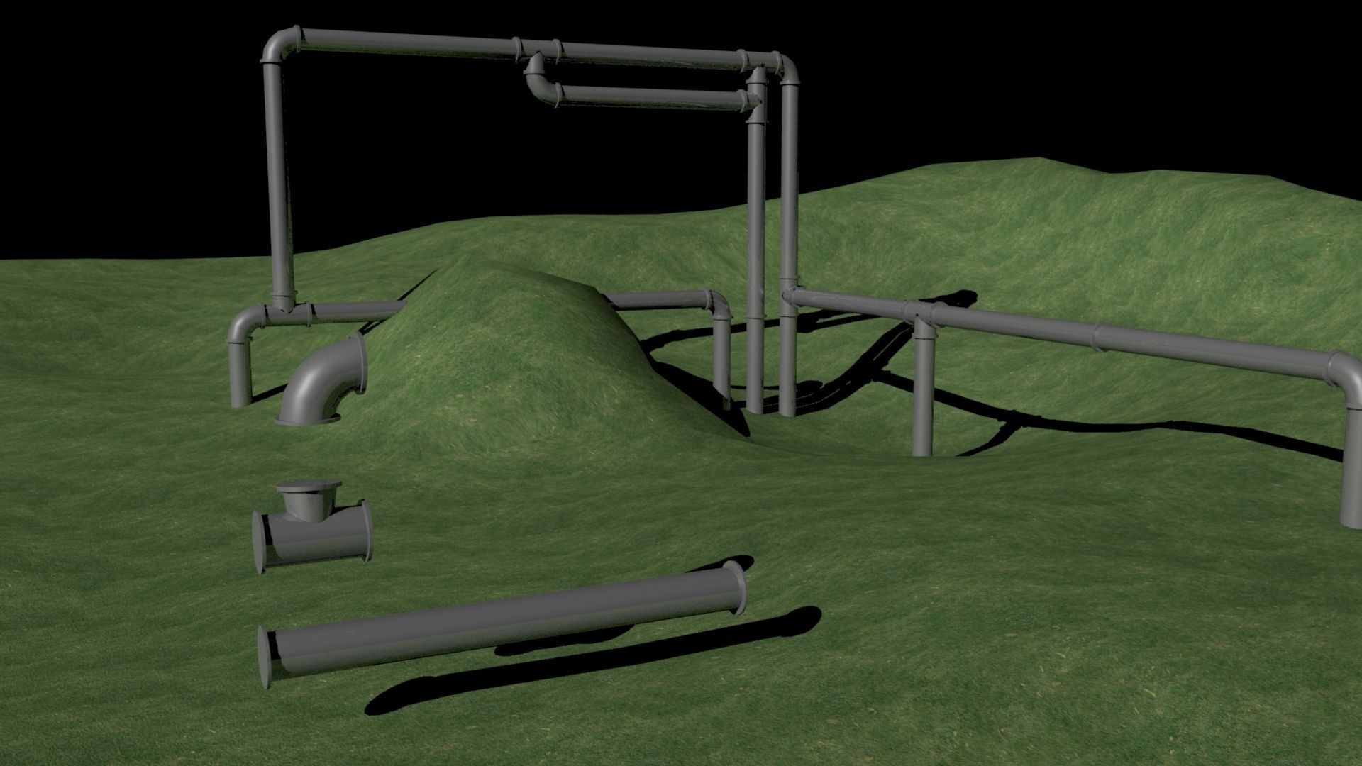 3D model 3 piece Modular Pipe system VR / AR / low-poly | CGTrader