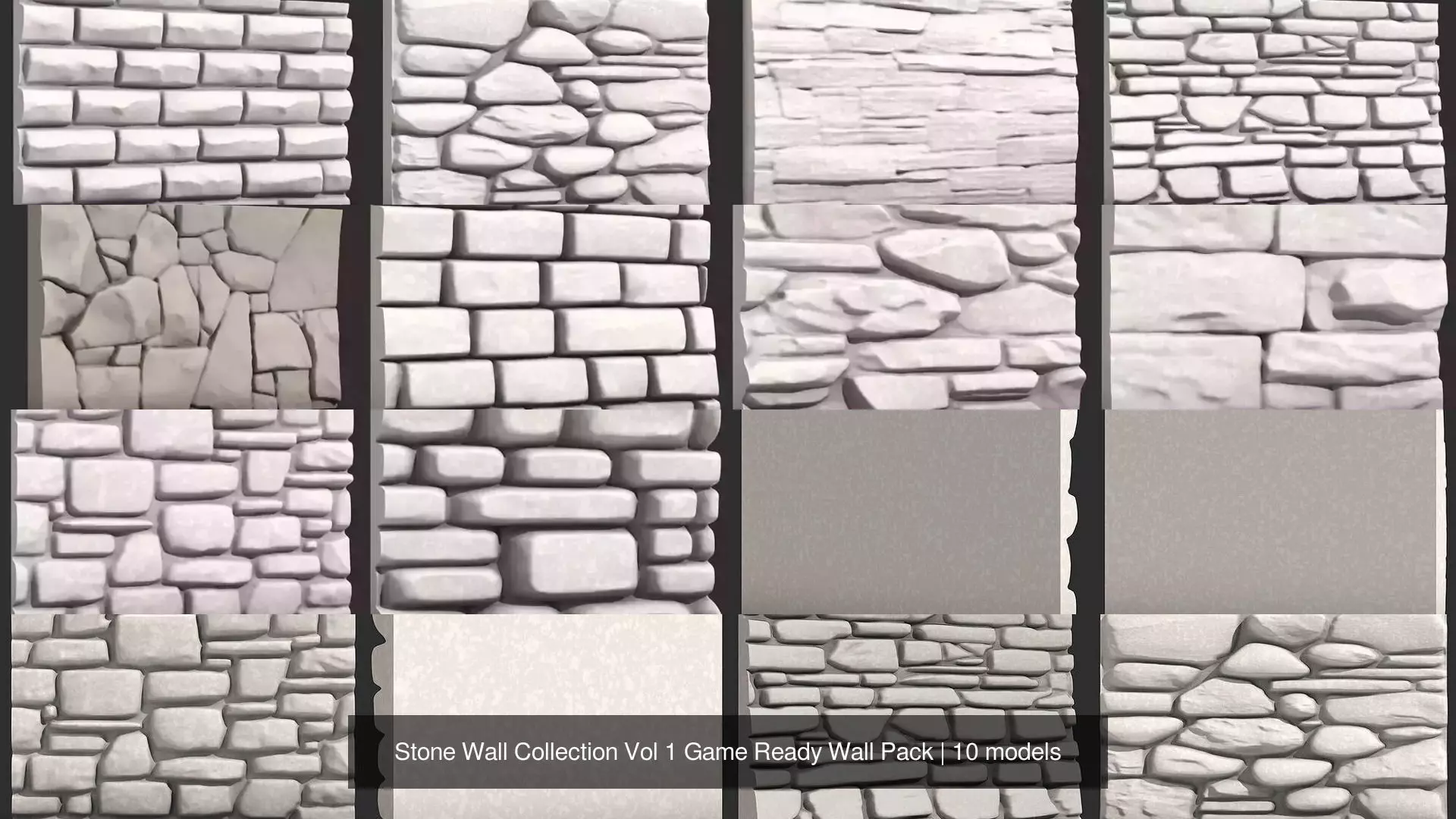 Stone Wall Collection Vol 1 Game Ready Wall Pack 3D printable | CGTrader