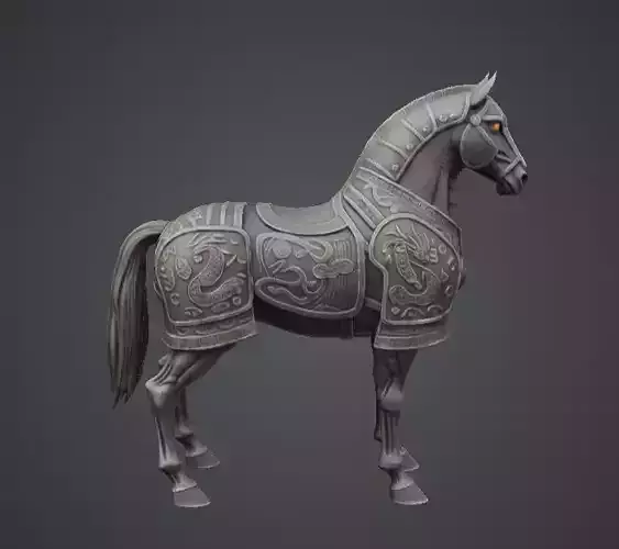 3D model Majestic Armored War Horse Statue VR / AR / low-poly | CGTrader