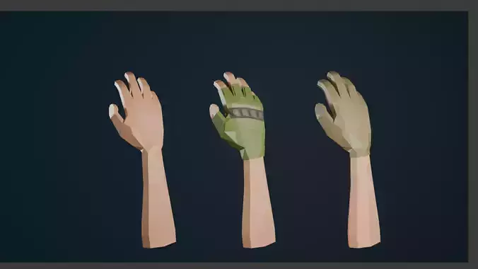 3D model Tactical FPS Glove Hands LOW POLY SOLID COLOR VR / AR / low ...