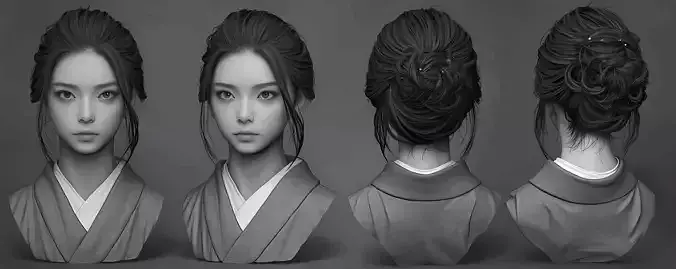 Japan female head girl avatar sculpture detail character 02114 3D model ...