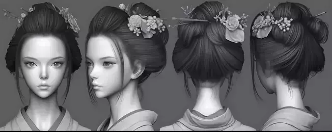 Japan female head girl avatar sculpture detail character 02105 3D model ...