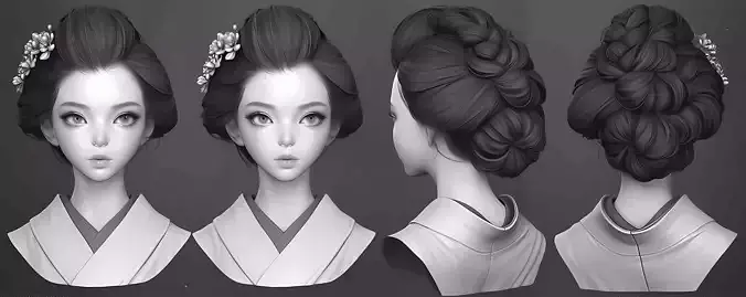 Japan female head girl avatar sculpture detail character 1488 3D model ...