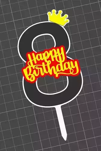 Happy Birthday Cake Topper with Crown 3D Printable STL File 3D model 3D ...