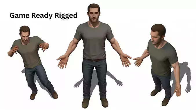 3D model Rigged Male NPC Casual Character Game Ready Rigged FBX T Pose ...