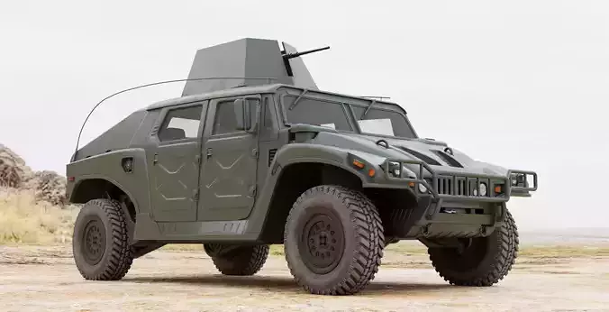 Military Vehicle Humvee Gunner Turret HMMWV Concept Army Color 3D model ...
