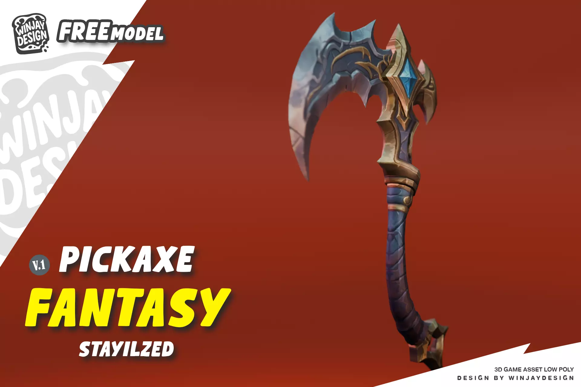 Pickaxe stylized Game asset for Roblox studio Free low-poly free VR ...