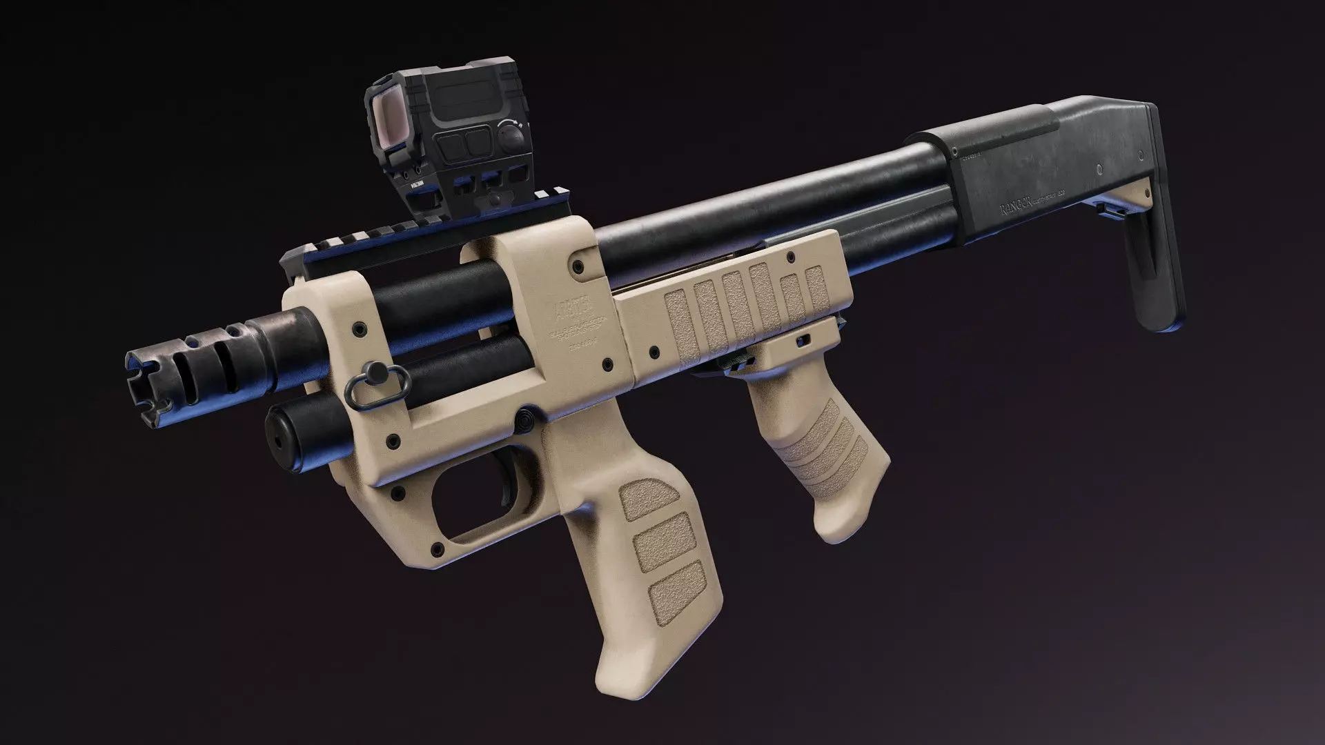 3D model Bullpup Pump Action Shotgun VR / AR / low-poly | CGTrader
