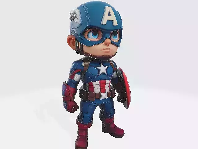 Cute Little Captain America 3D model 3D printable | CGTrader