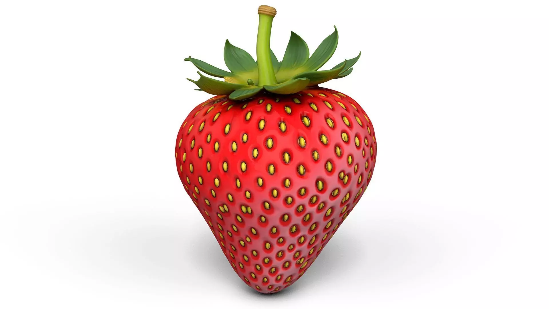 Strawberry red with leaves very detailed 3D model | CGTrader