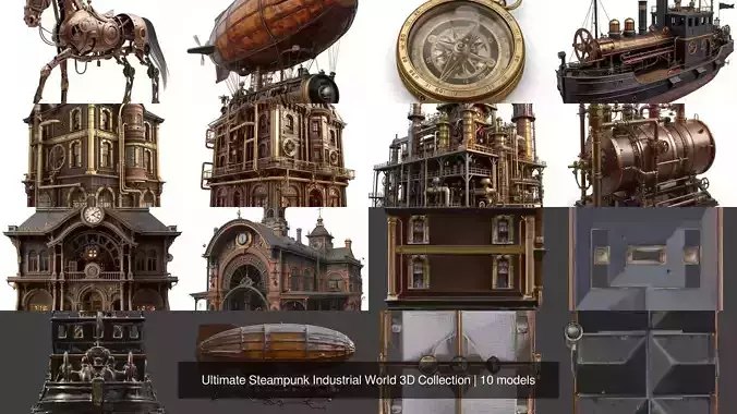 3D Model Pack Ultimate Steampunk Industrial World 3D Collection VR / AR ...