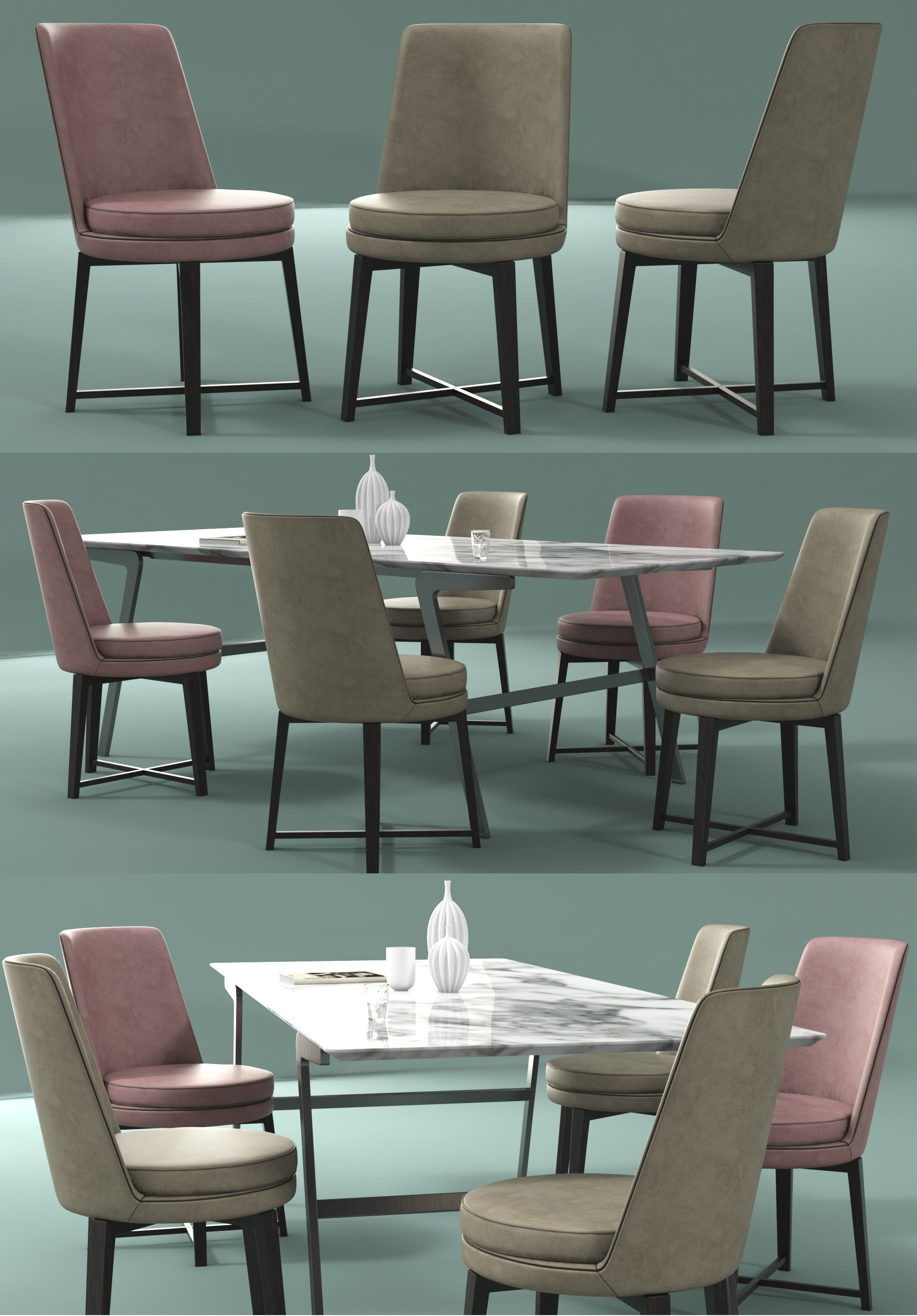 Flexform Dining Set 3D model | CGTrader
