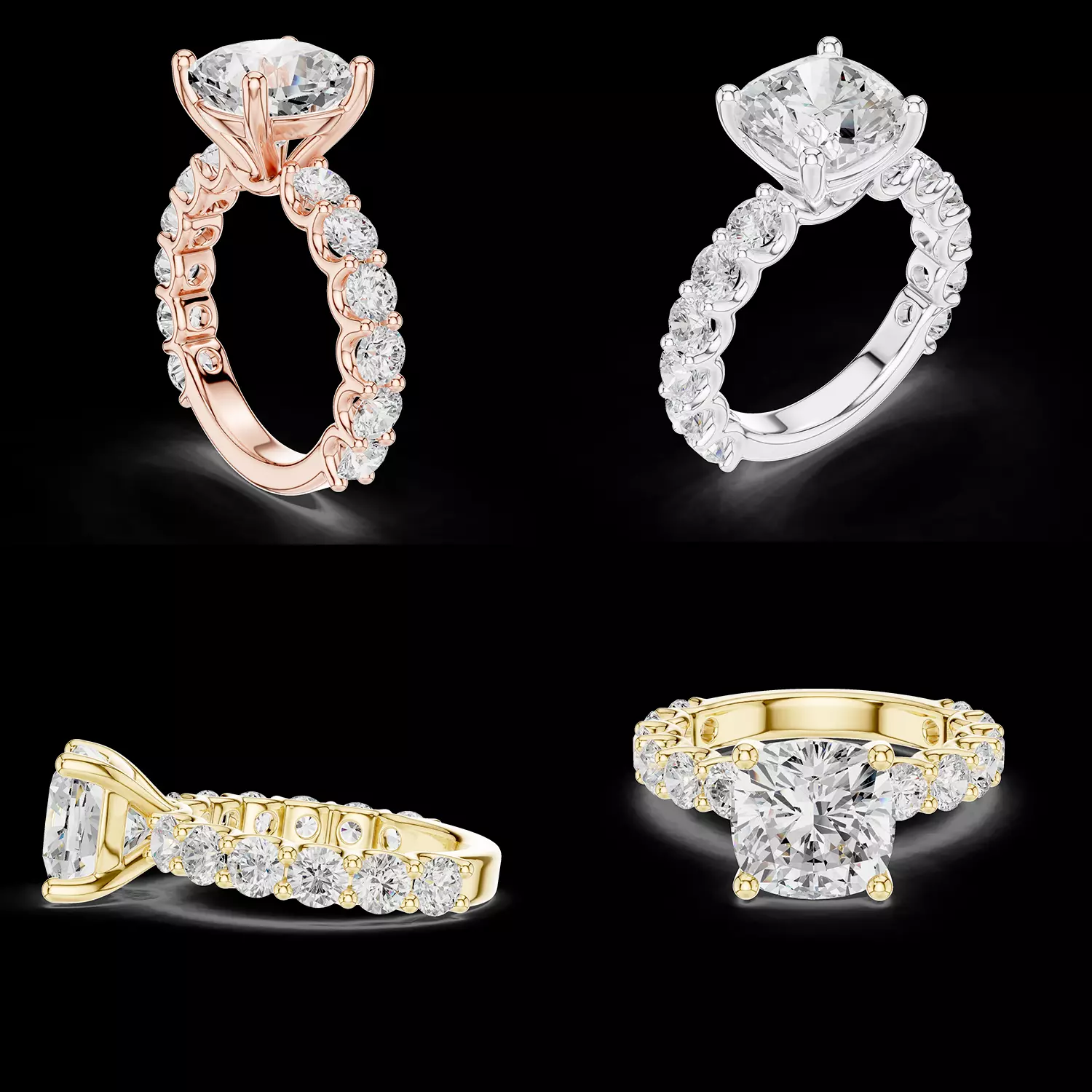 Round Cut Diamond Eternity Shank Ring Model 3D model 3D printable ...