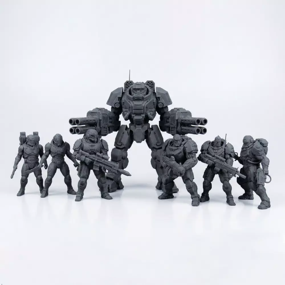 Futuristic Soldiers Miniature Set 3D model 3D printable | CGTrader