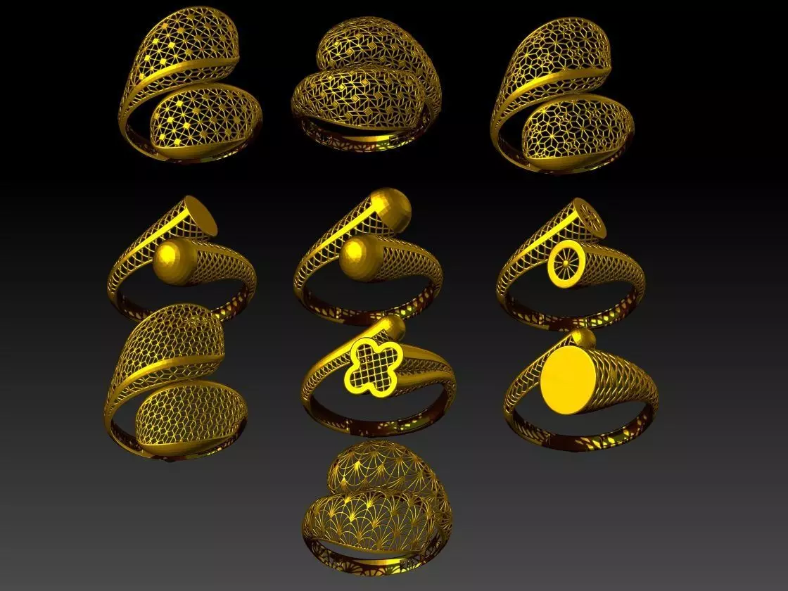 10 BEAUTIFUL LIGHT WEIGHT RINGS READY TO PRINT 3D Model Pack 3D ...