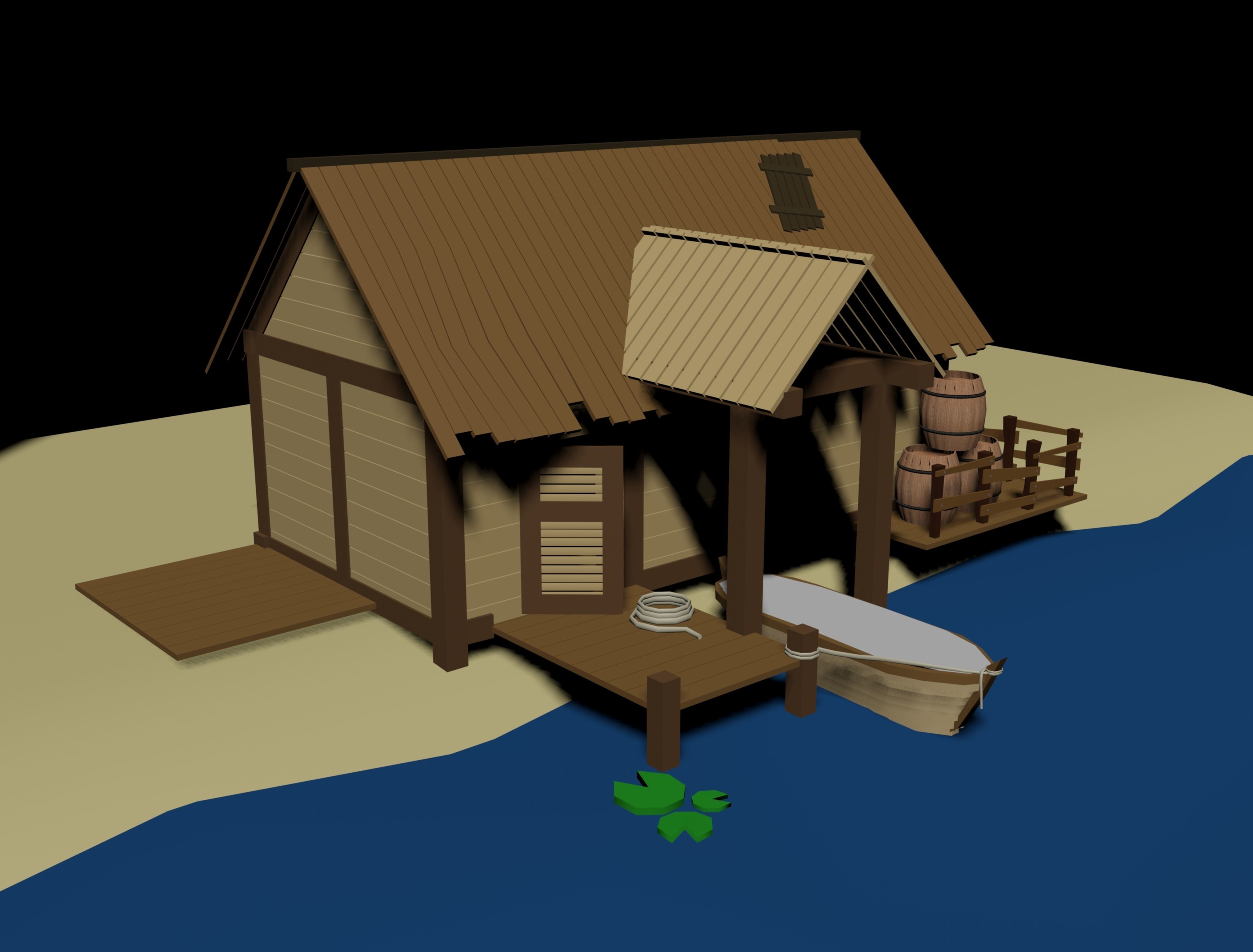 3D model Wooden Hut-RiverFront VR / AR / low-poly | CGTrader