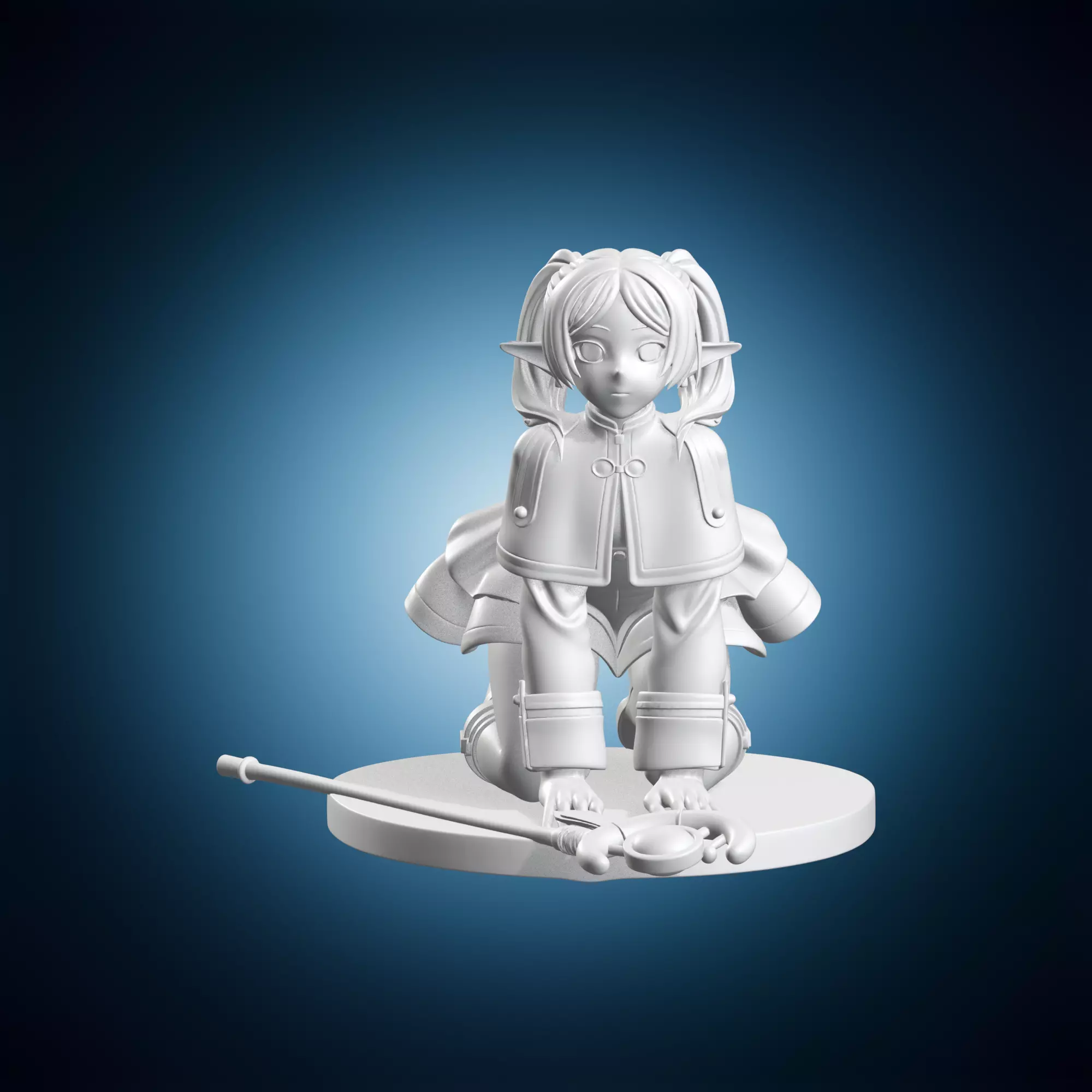Frieren Beyond Journeys End Kneeling 3D model 3D printable | CGTrader
