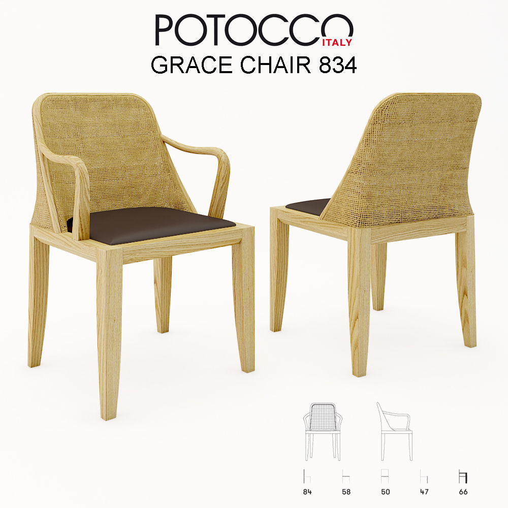 Potocco Grace Chair 834 3D model | CGTrader