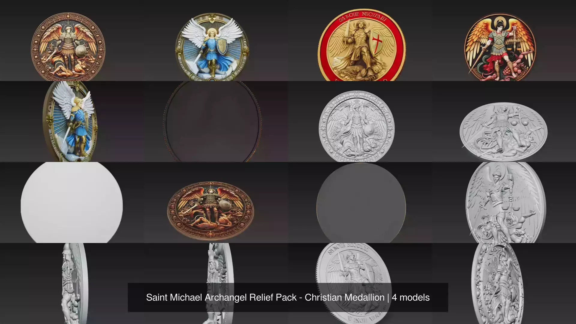 Saint Michael Archangel Relief Pack - Christian Medallion 3D printable ...