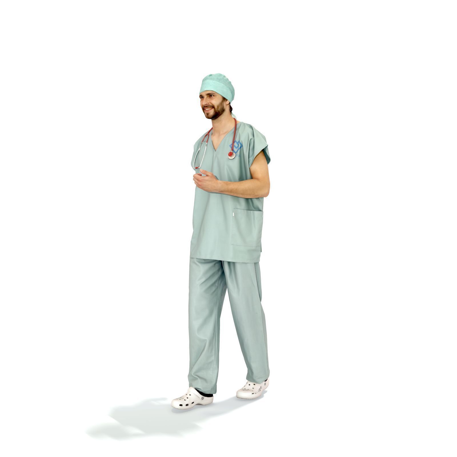 3D model Standing Smiling Doctor WMan0309-HD2-O02P01-S VR / AR / low ...
