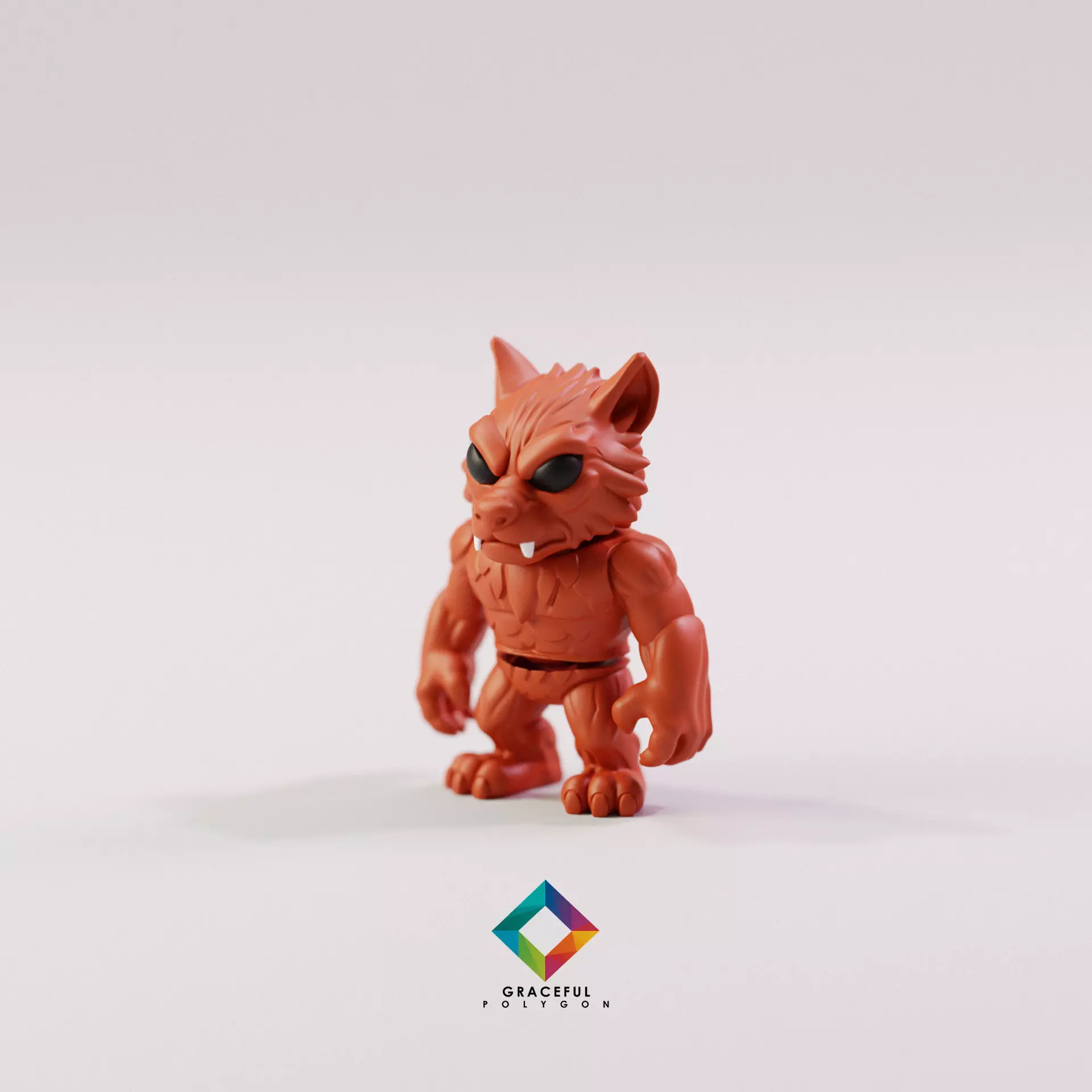 WEREWOLF STL FLEXI CHIBI CUTE GRACEFULPOLYGONS 3D print model 3D model ...