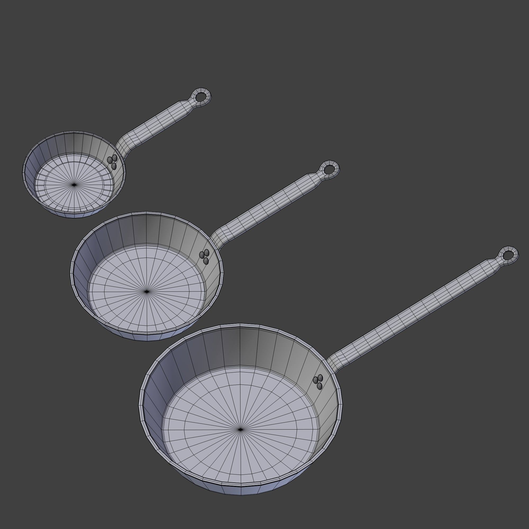 Pans Collection frying free 3D model | CGTrader