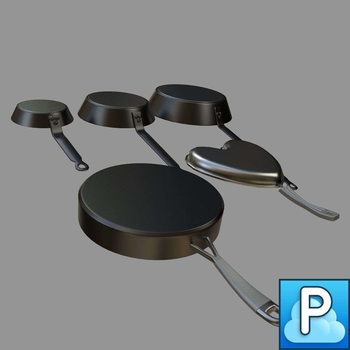 Pans Collection frying free 3D model | CGTrader