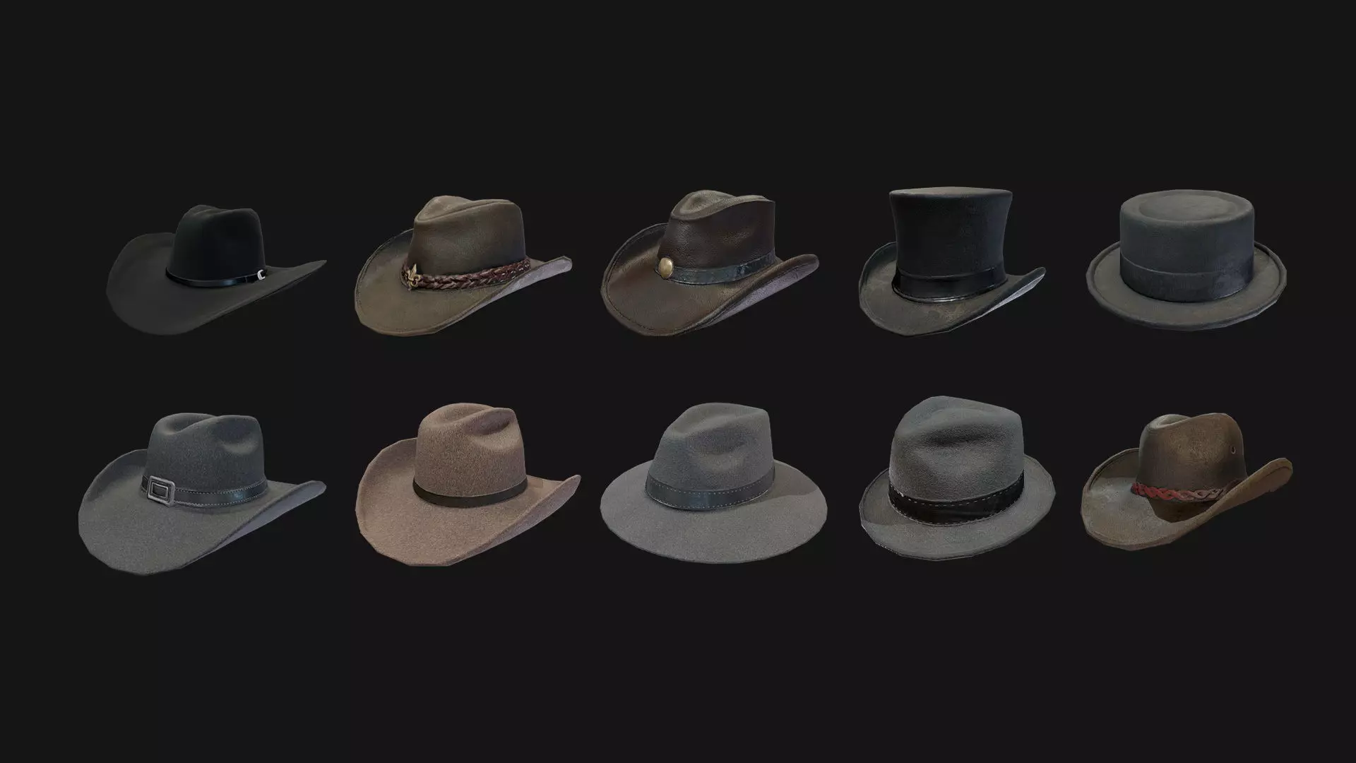 3D model Cowboy Hats Pack Game-Ready 3D Models VR / AR / low-poly ...