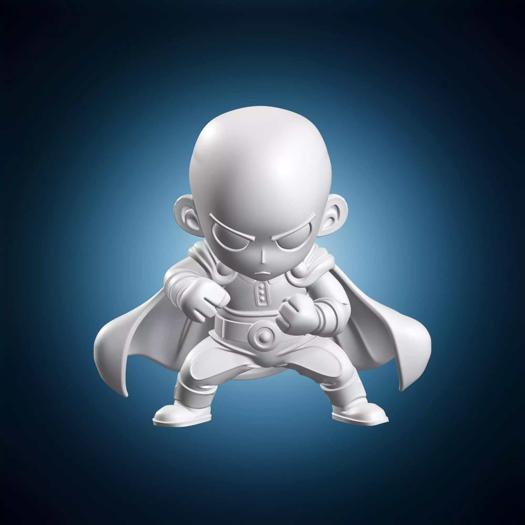 One Punch Man Saitama Chibi Combat Pose 3D model 3D printable | CGTrader