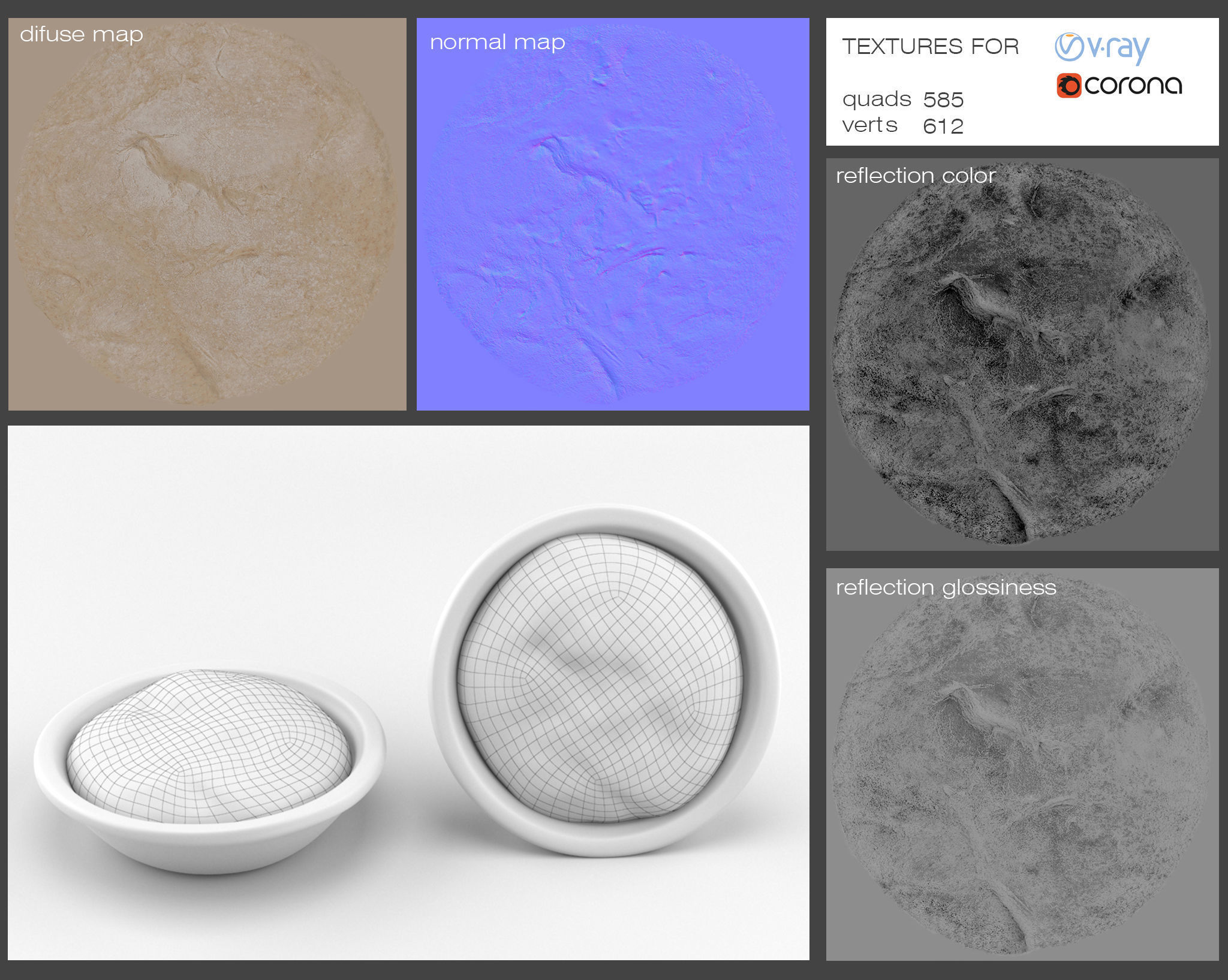 Home Baked Brown Bread Set 3D model | CGTrader