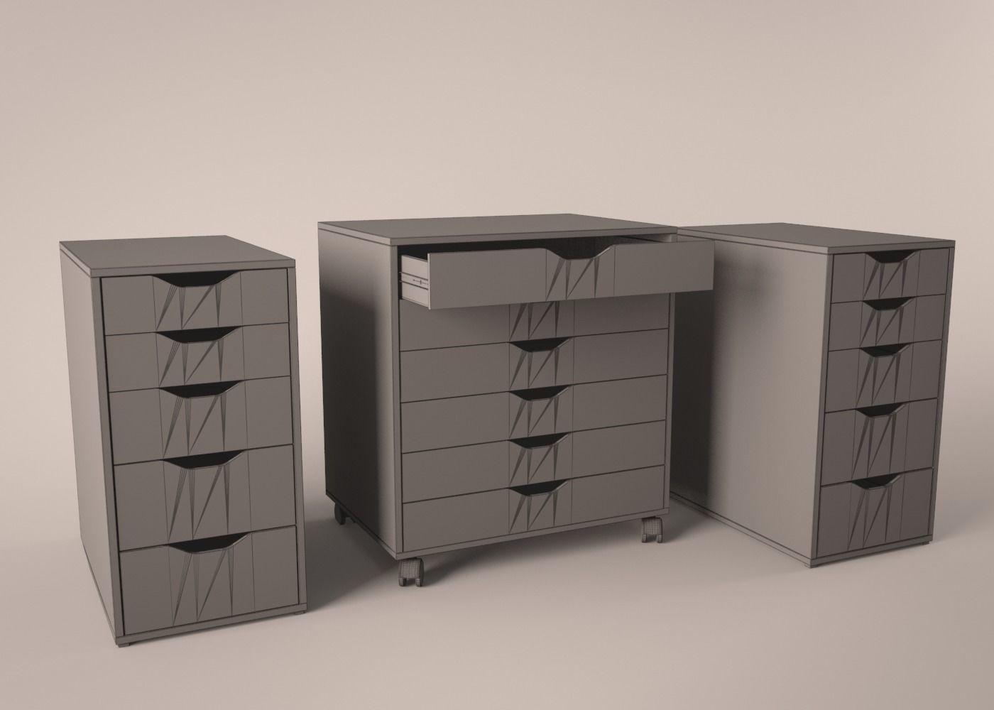Scandinavian Design Interior Furniture set of Drawers 3D model | CGTrader
