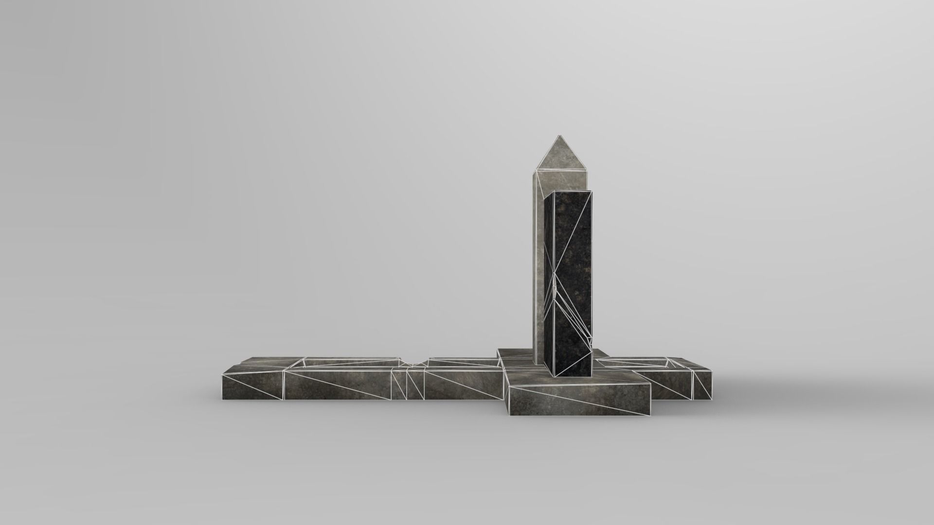3D model Lowpoly Gravestone statue of stone block VR / AR / low-poly ...