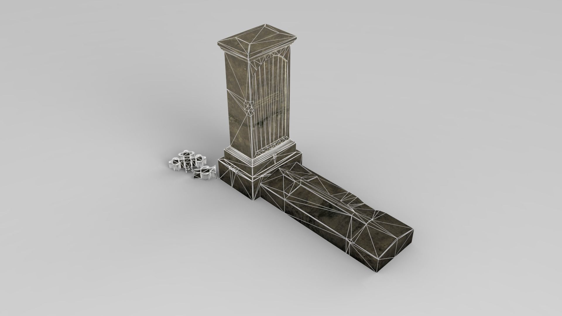 3D model Lowpoly Gravestone stone column with wires VR / AR / low-poly ...