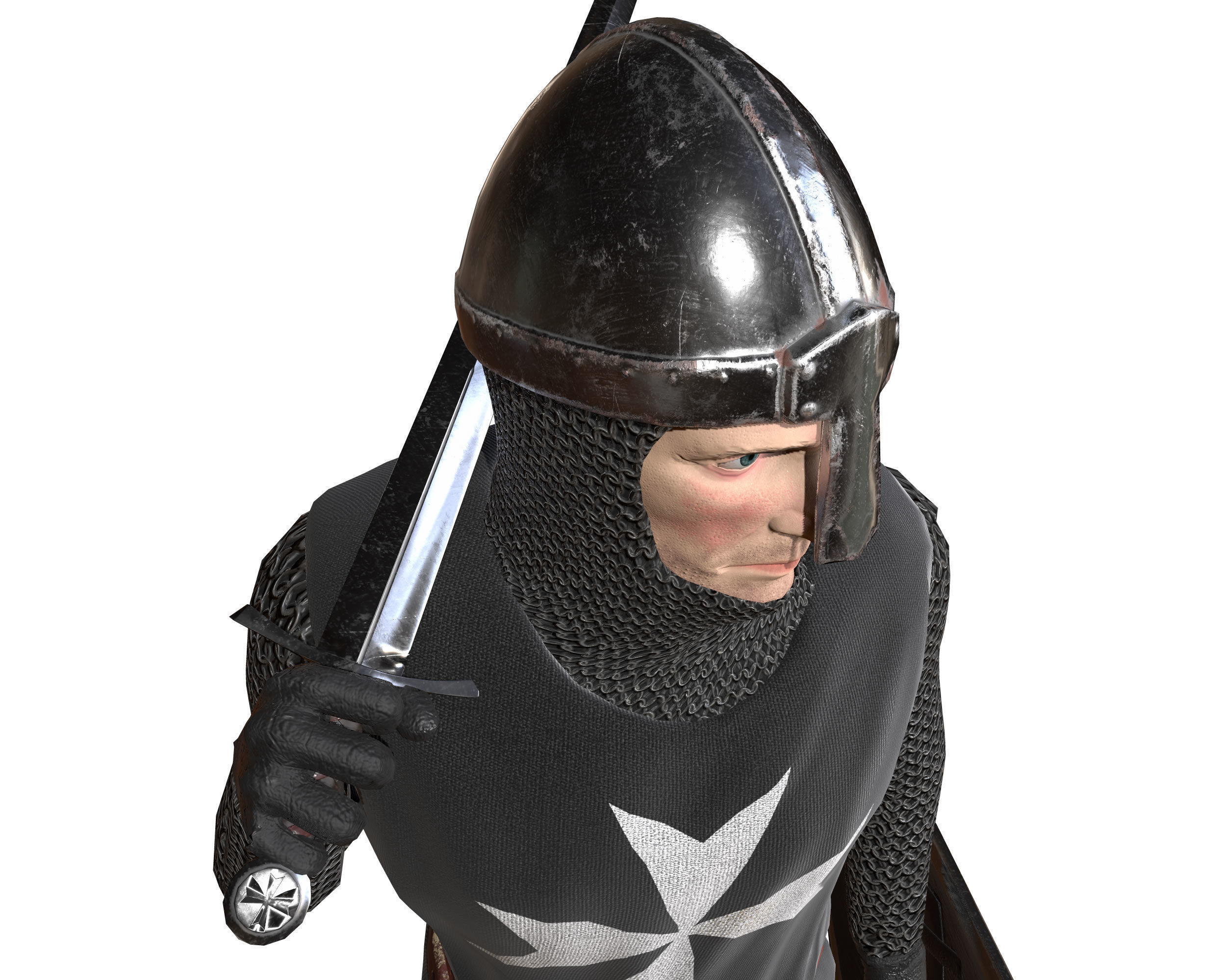3D model Knight Hospitaller rigged animated game ready PBR VR / AR ...