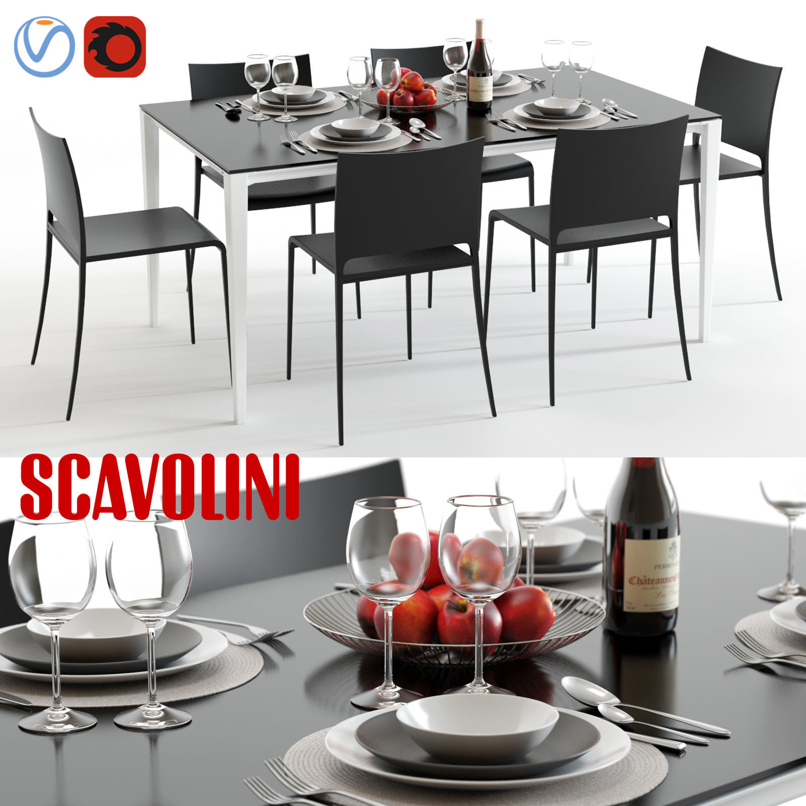 Scavolini Timeless and Mya Dining Set 3D model | CGTrader