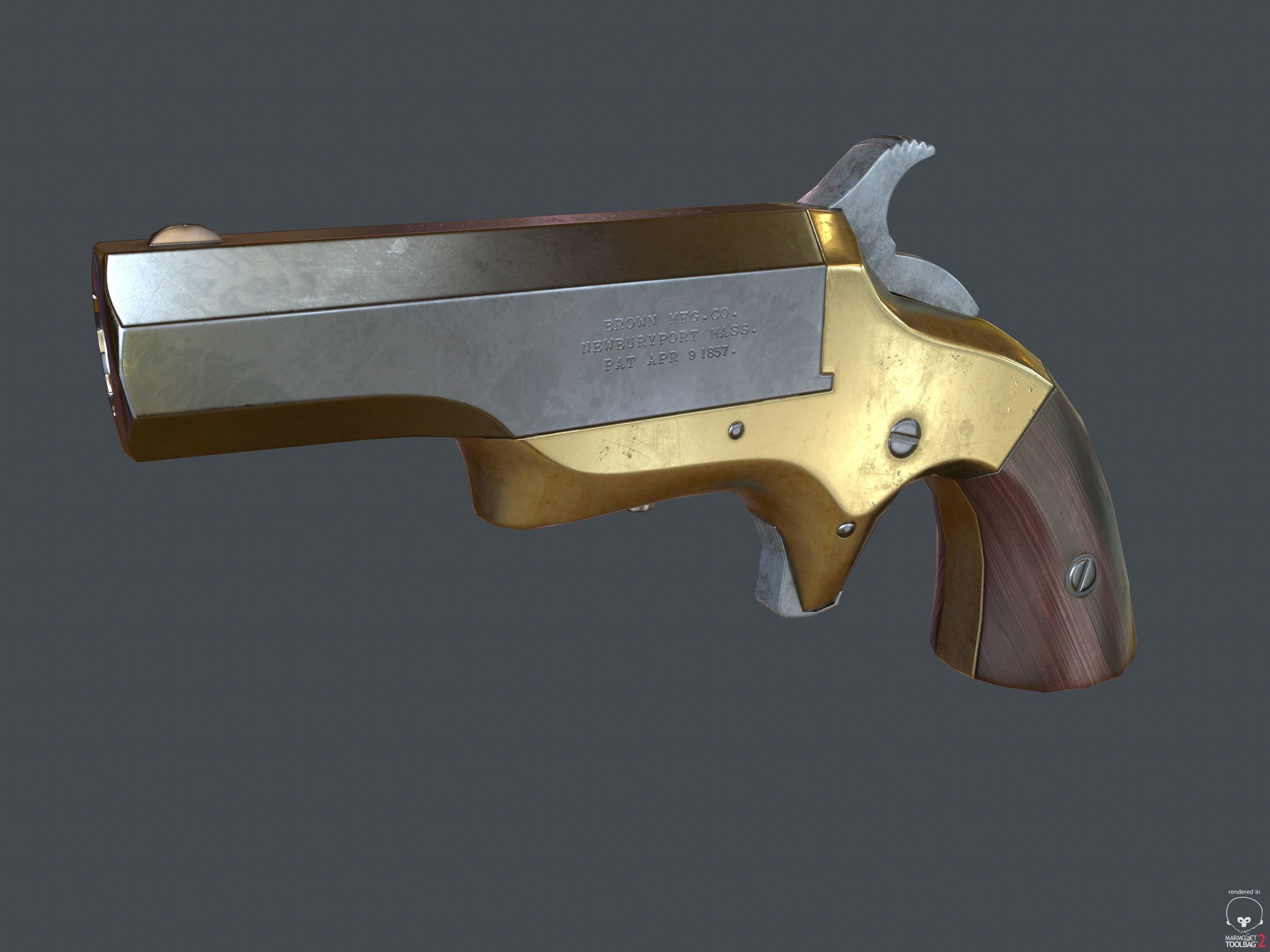 3D model brown southerner derringer VR / AR / low-poly | CGTrader