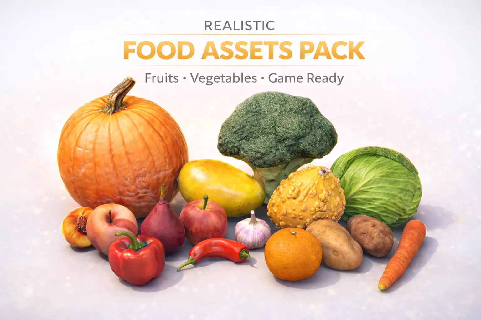 3D model Realistic Fruits and Vegetables Pack Food Assets Game Ready VR ...