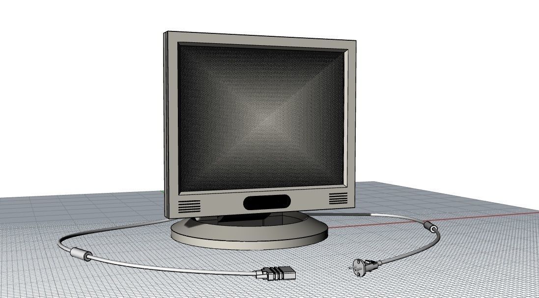 Old PC monitor free 3D model | CGTrader