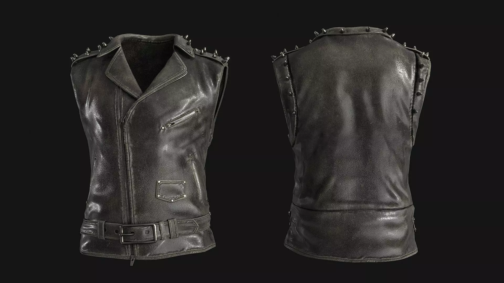 3D model Leather Punk Rock Vest VR / AR / low-poly | CGTrader