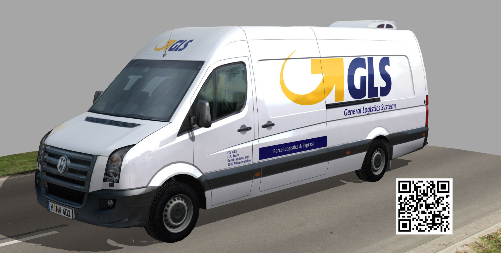 3D model Volkswagen GLS parcel delivery bus VR / AR / low-poly rigged ...