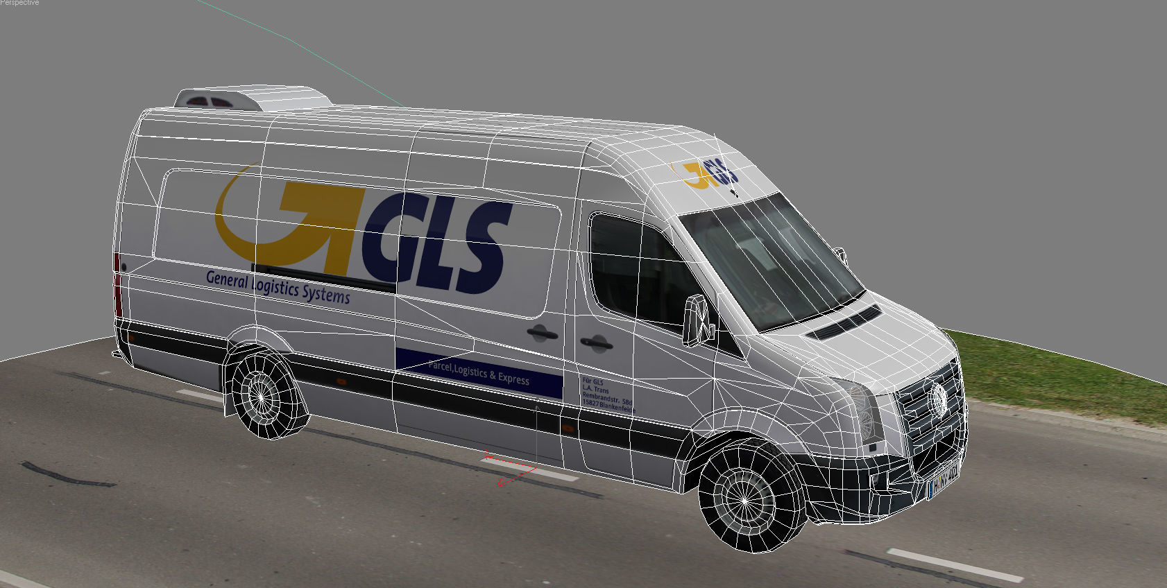 3D model Volkswagen GLS parcel delivery bus VR / AR / low-poly rigged ...