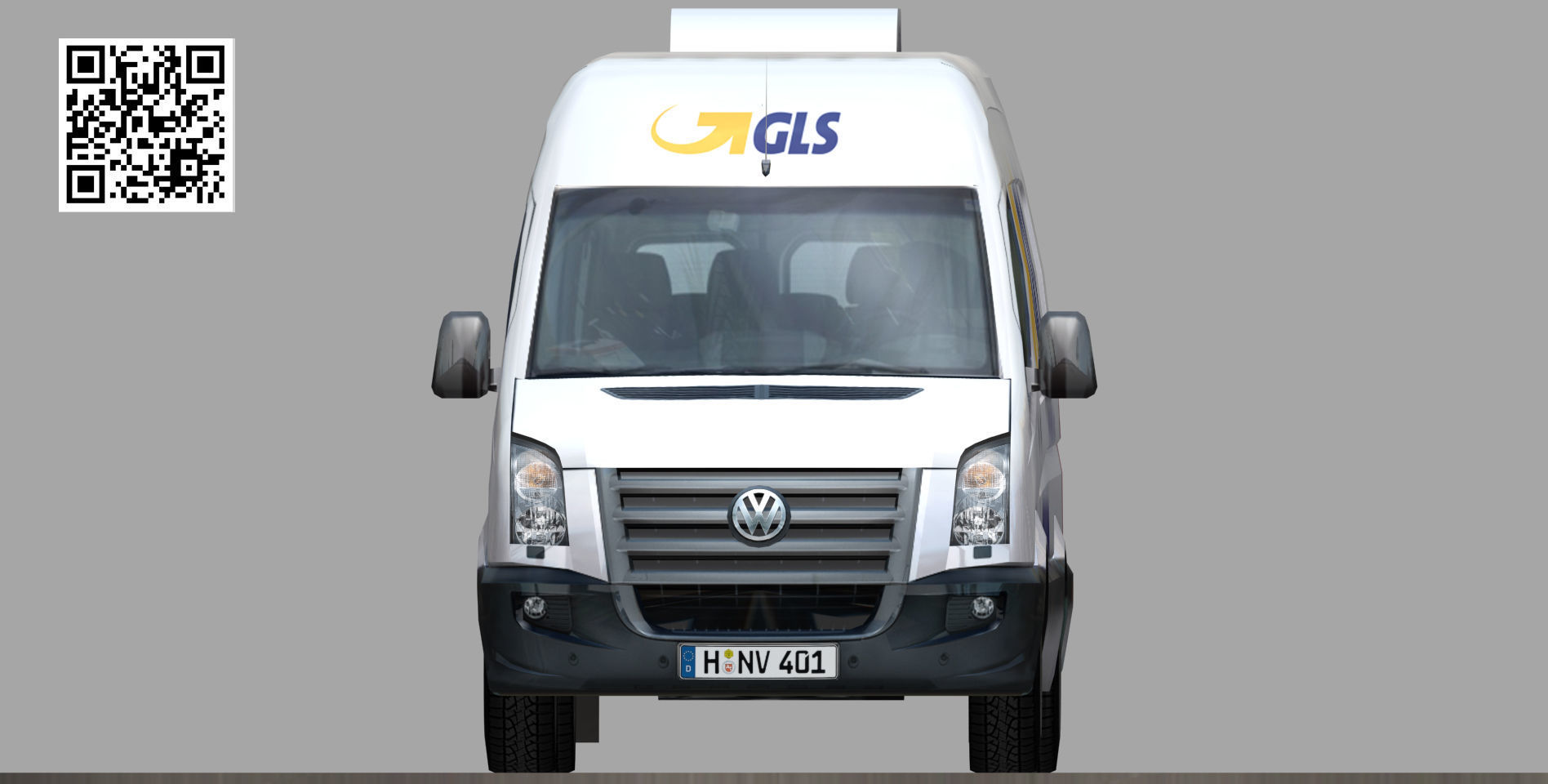 3D model Volkswagen GLS parcel delivery bus VR / AR / low-poly rigged ...