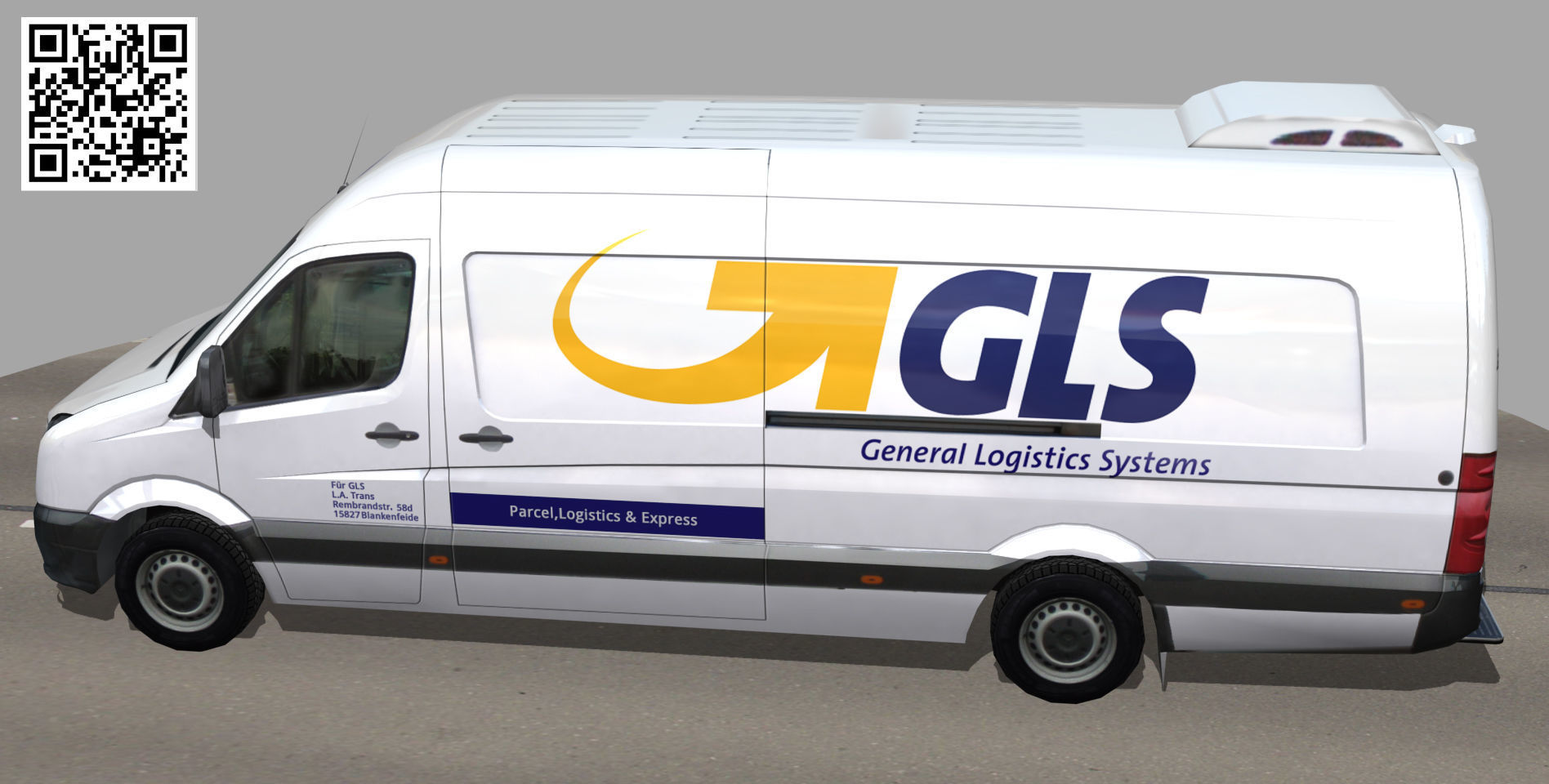 3D model Volkswagen GLS parcel delivery bus VR / AR / low-poly rigged ...