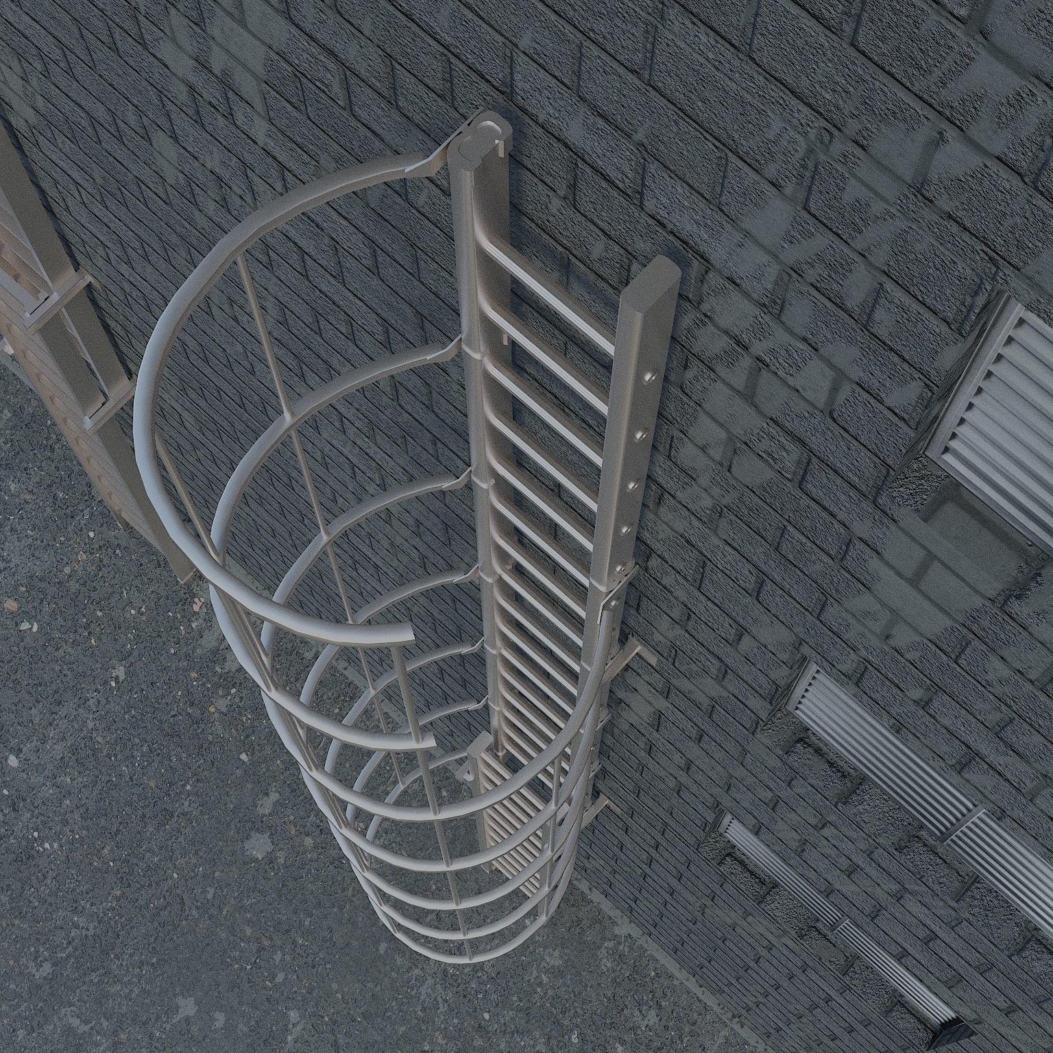 3D model Ladders staircases exterior safety stairs modern architecture ...