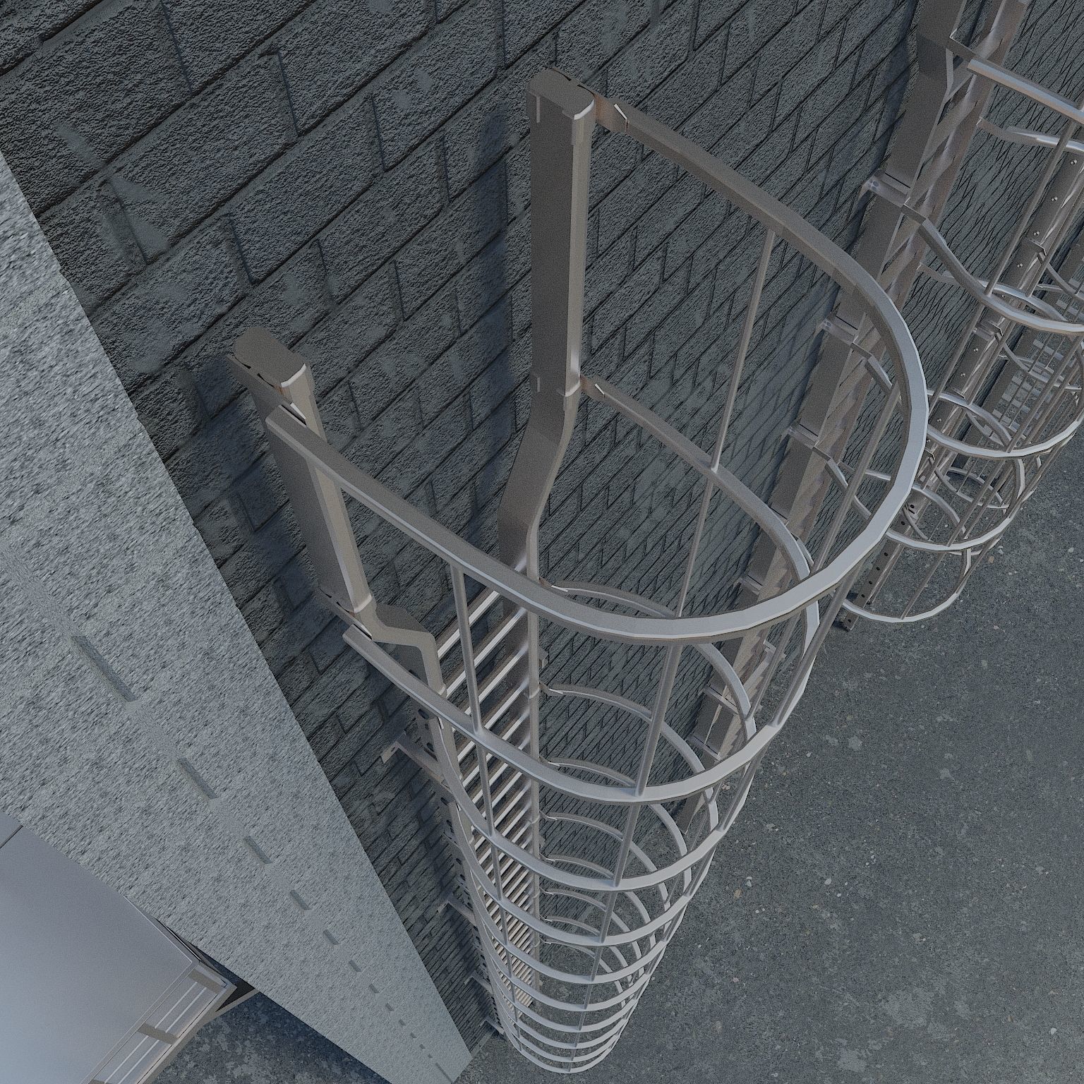 3D model Ladders staircases exterior safety stairs modern architecture ...