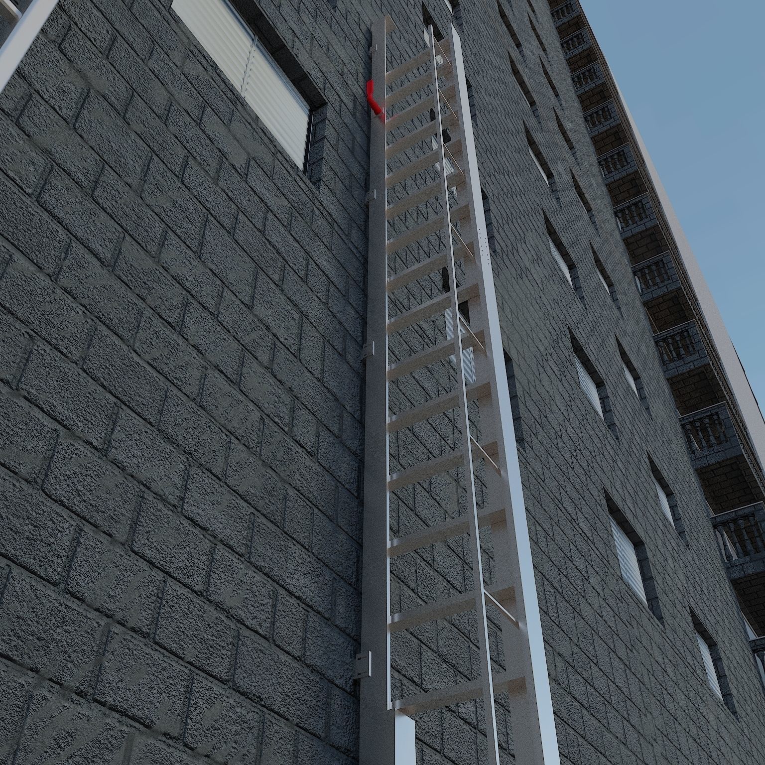 3D model Ladders staircases exterior safety stairs modern architecture ...